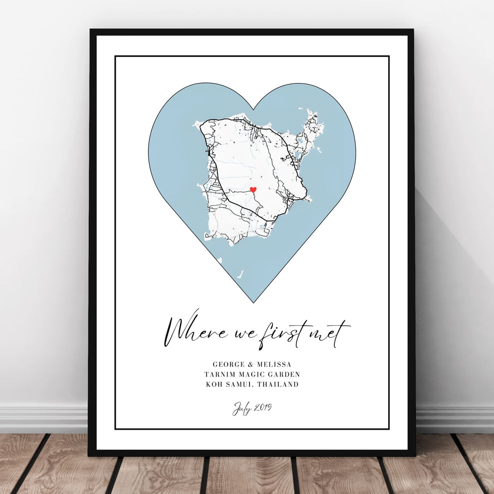 Where We Met Map | Custom Map Print | Personalised Gift – Your Perfect ...